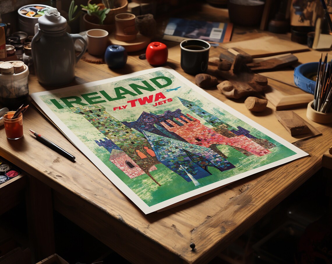 Ireland Castles Travel Poster, Vintage Wall Art, Art Decor, Trendy ...