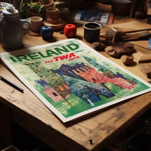 Ireland Castles Travel Poster, Vintage Wall Art, Art Decor, Trendy ...