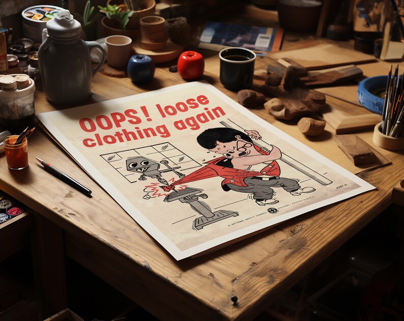Workspace Safety Poster 1950s, Vintage Wall Art, Art Decor, Trendy ...