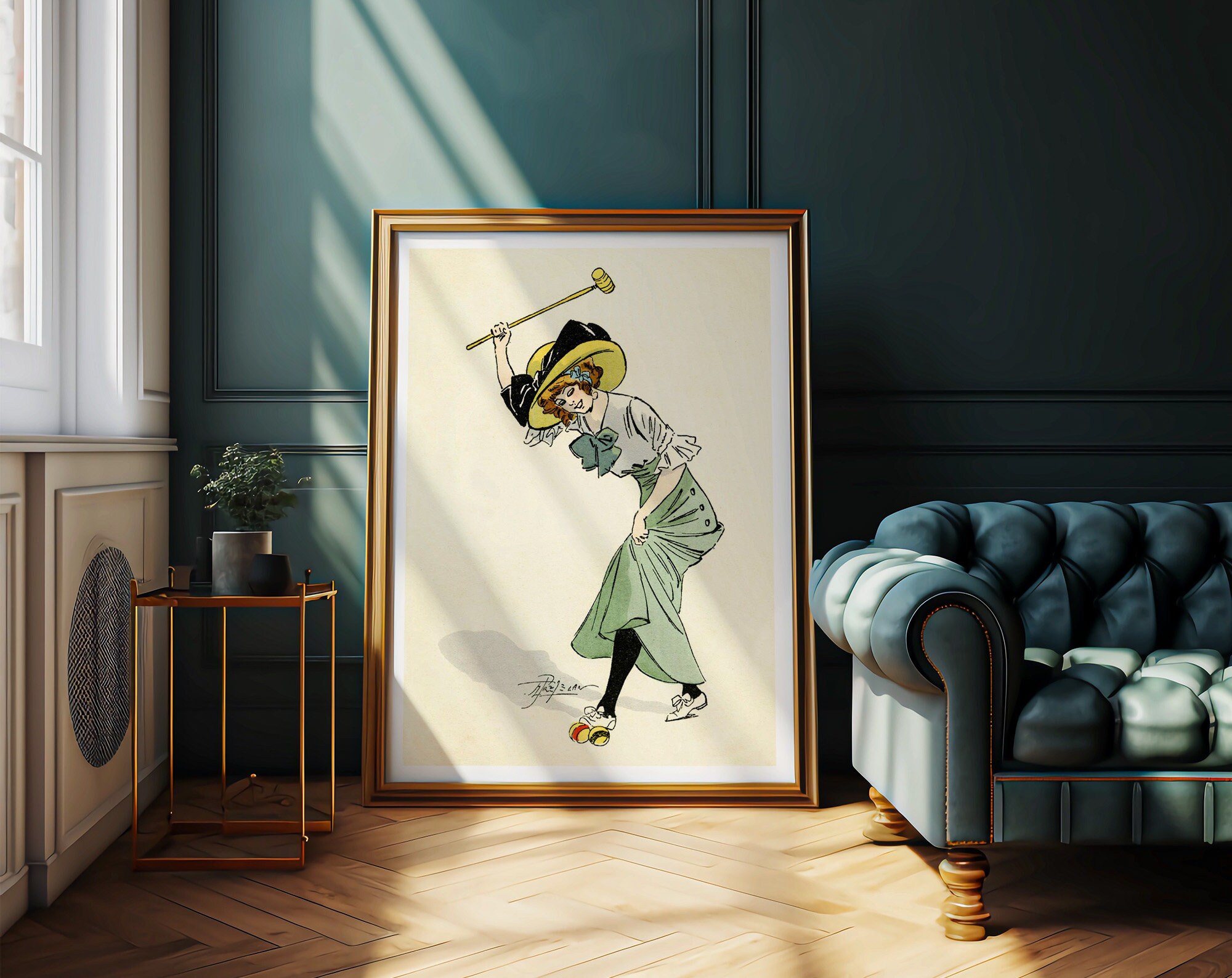 Vintage Woman Playing Croquet 1910, Vintage Wall Art, Art Decor, Trendy ...