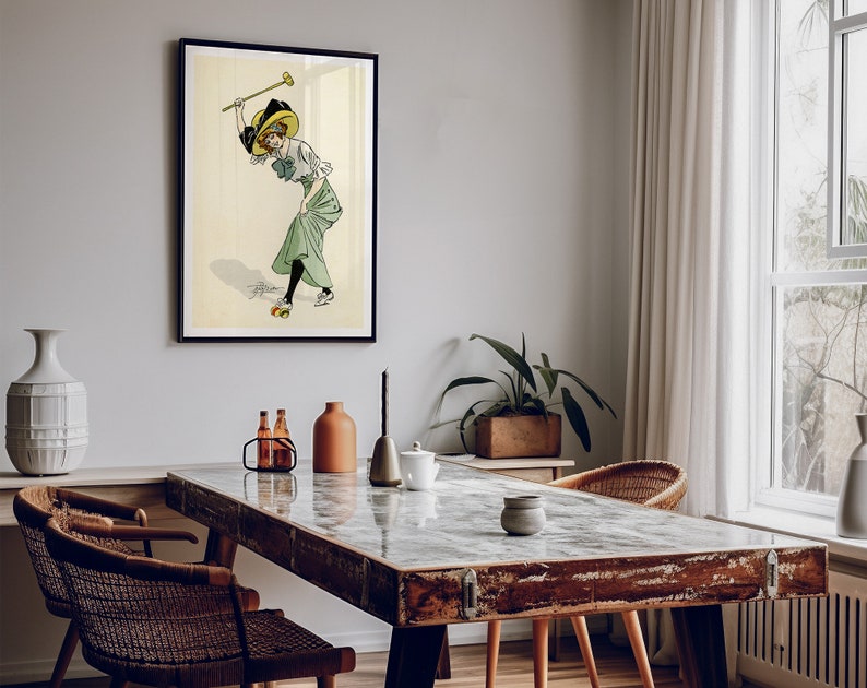 Vintage Woman Playing Croquet 1910, Vintage Wall Art, Art Decor, Trendy ...