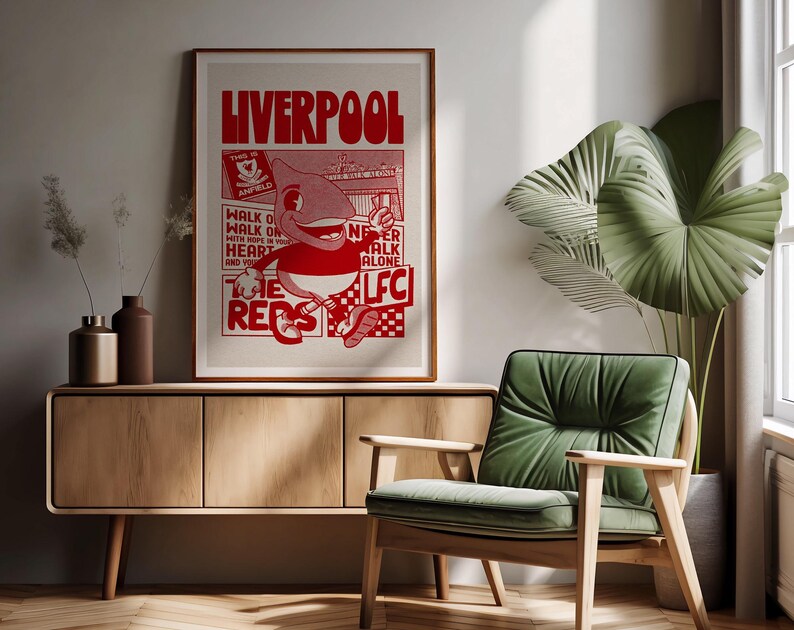 Liverpool Print, Football Art, Soccer Print, Sports Poster, Mighty Red ...