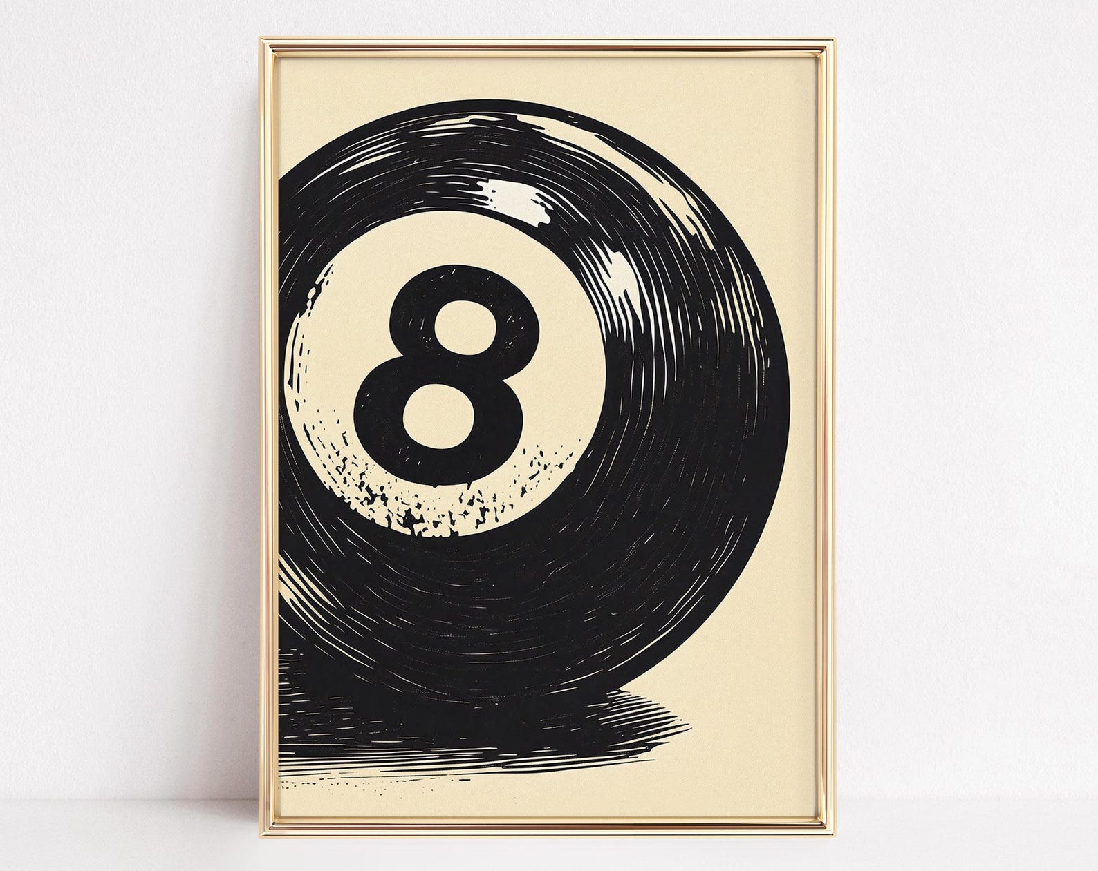 Lucky Number 8 Ball, Vintage Wall Art, Retro Game Room Decor,magic ...