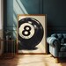 Lucky Number 8 Ball, Vintage Wall Art, Retro Game Room Decor,magic ...