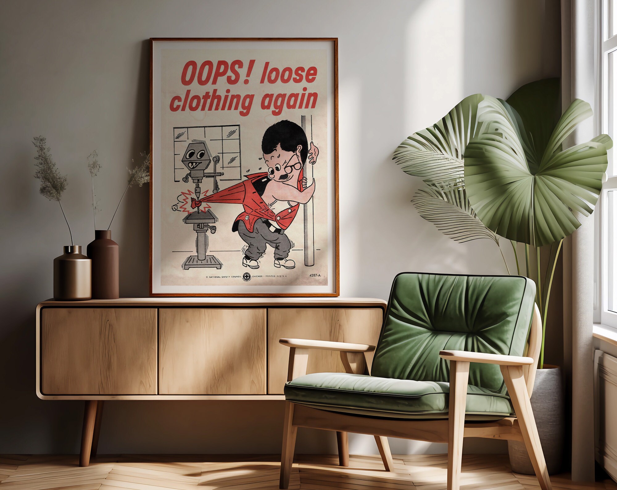 Workspace Safety Poster 1950s, Vintage Wall Art, Art Decor, Trendy ...