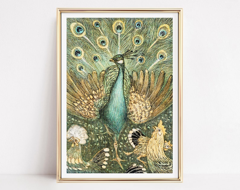 Peacock Vintage Poster, Vintage Art, Peacock Art Print, Retro Wall ...