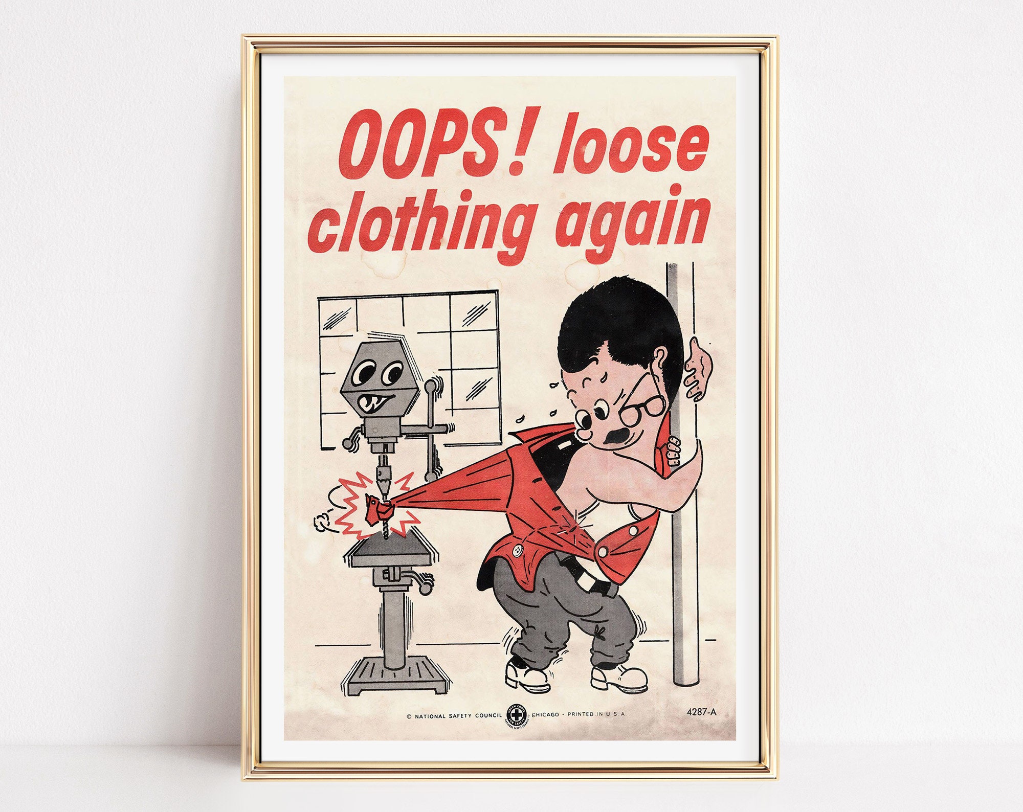 Workspace Safety Poster 1950s, Vintage Wall Art, Art Decor, Trendy ...