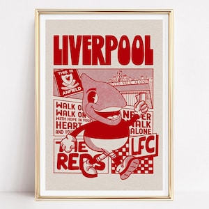 Liverpool Print, Football Art, Soccer Print, Sports Poster, Mighty Red ...