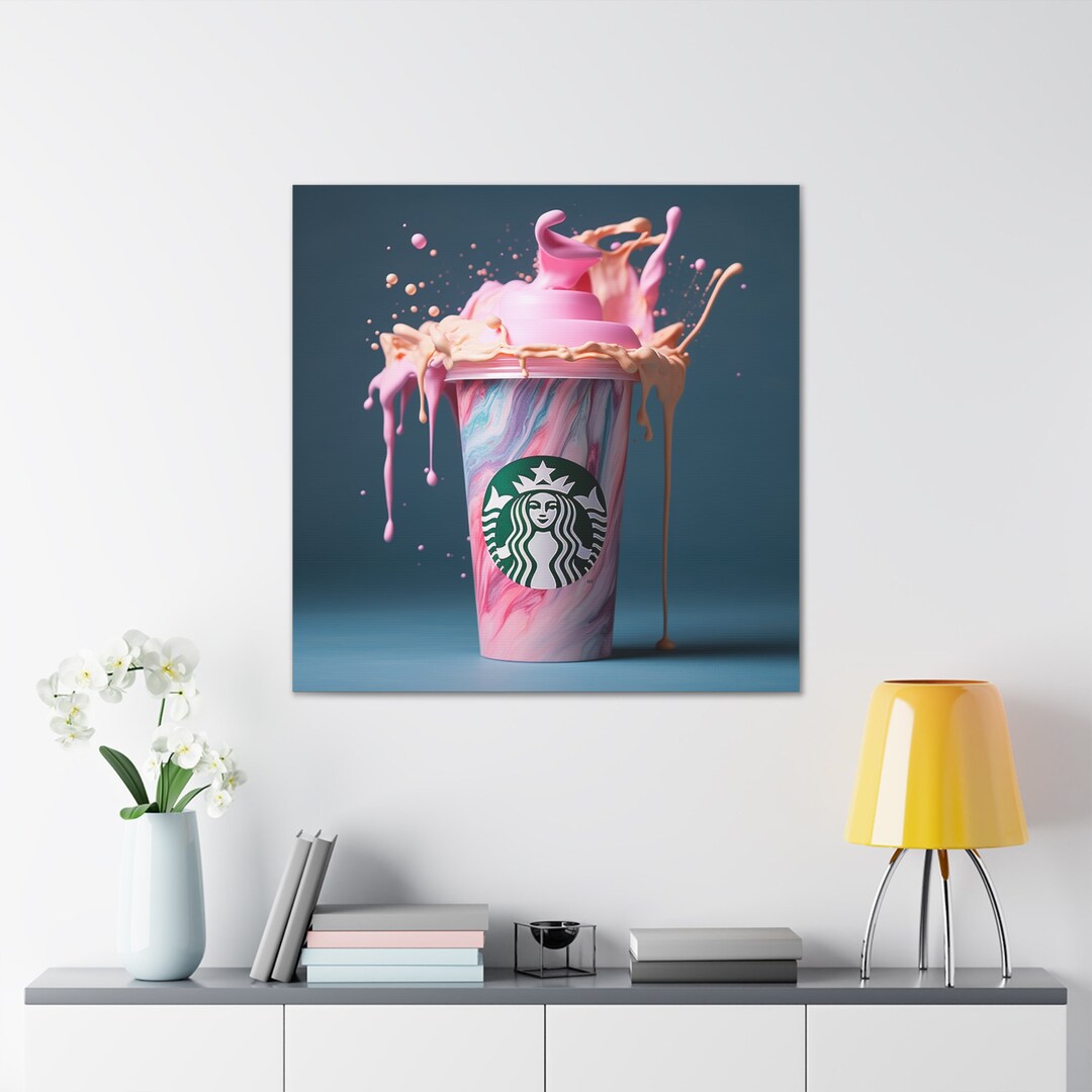 Original Abstract Starbucks Inspired Canvas Wall Art Gift for - Etsy