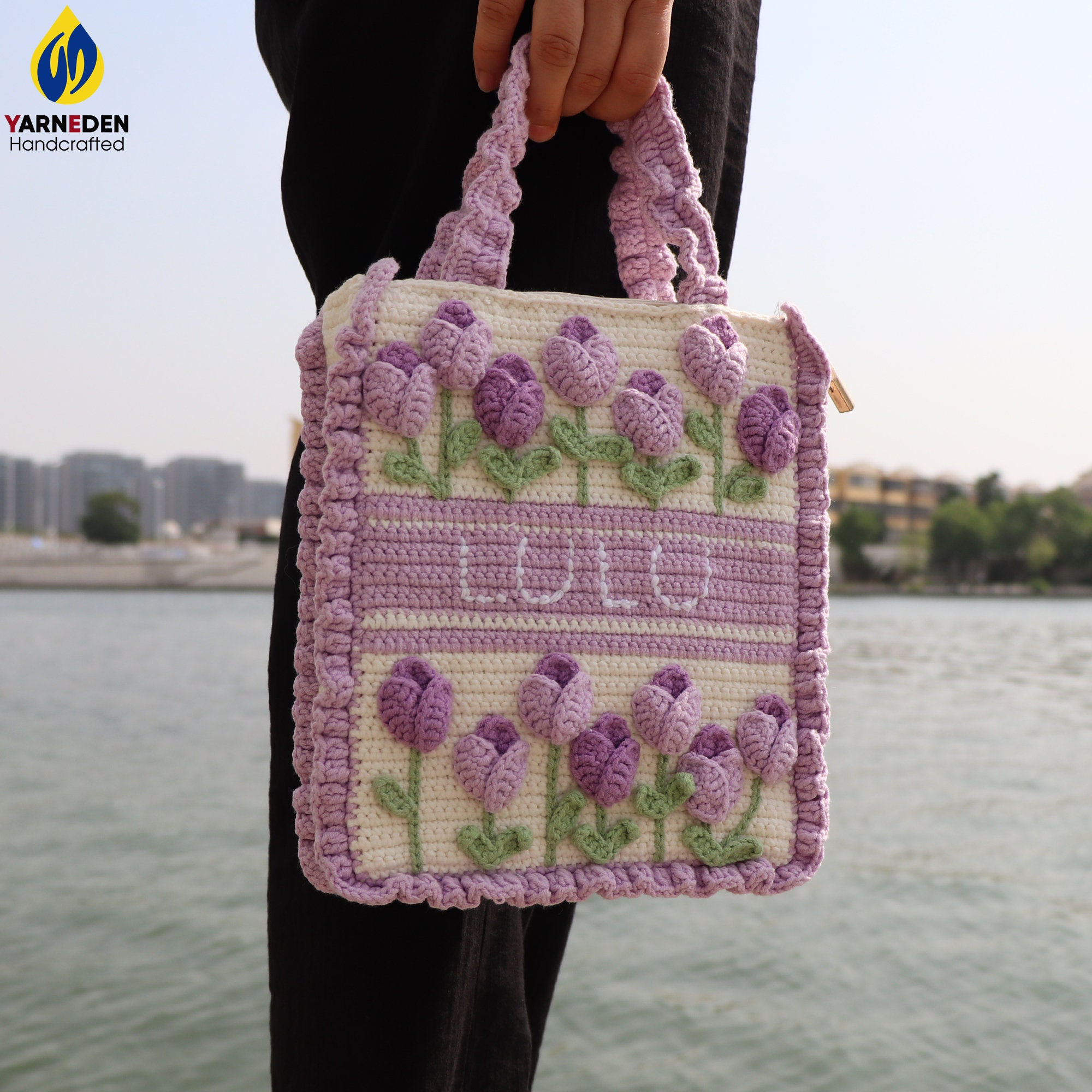 Crochet Tulip Bag Floral Tote Handmade Tulip Bag Artistic Flower Spring ...
