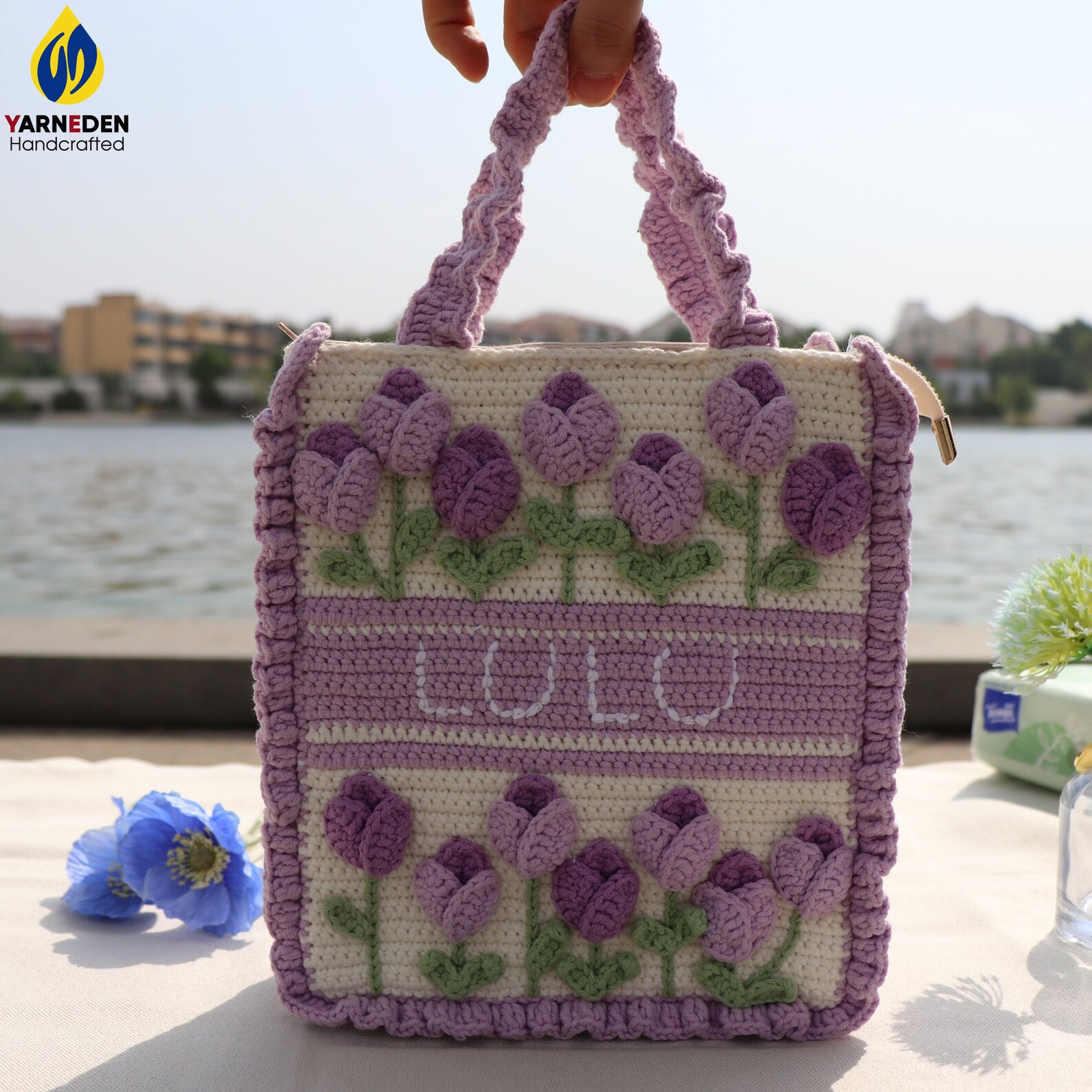 Crochet Tulip Bag Floral Tote Handmade Tulip Bag Artistic Flower Spring ...