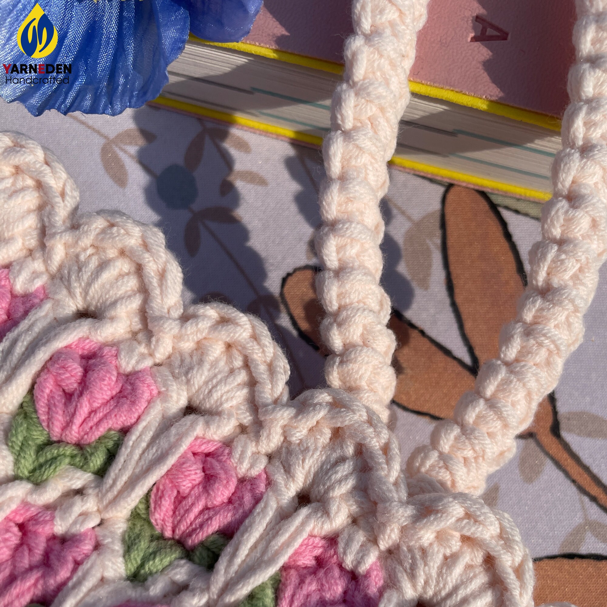 Crochet Flower Bag a Custom Boho Tote With Flower Pattern Eco-friendly ...