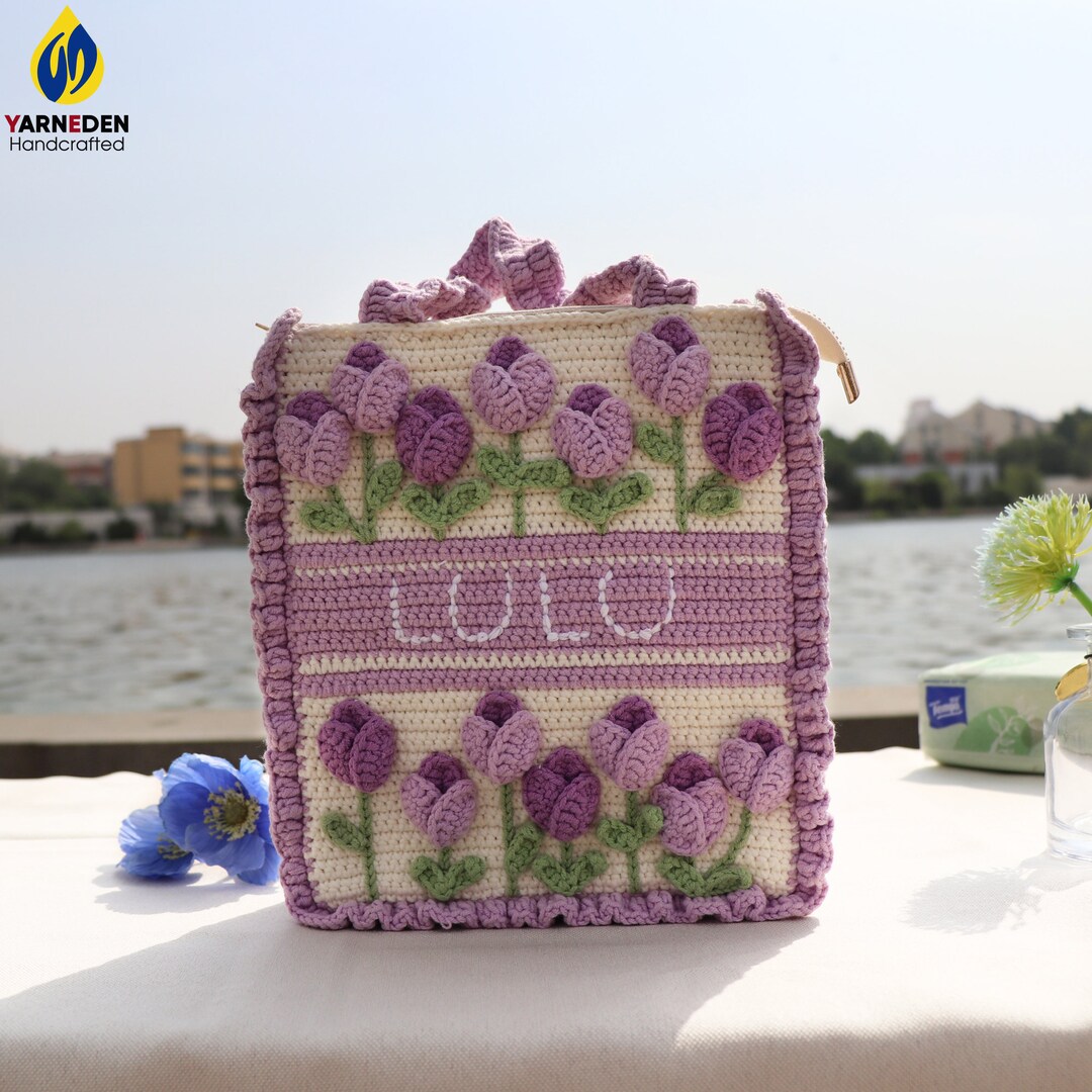 Crochet Tulip Bag Floral Tote Handmade Tulip Bag Artistic Flower Spring ...