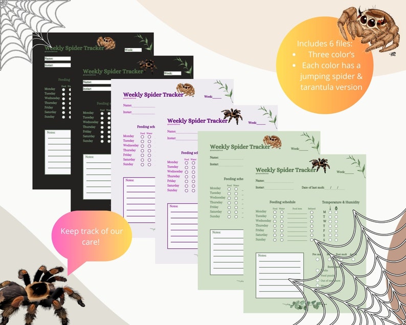 Weekly Spider Tracker - Jumping Spider & Tarantula Versions *three ...