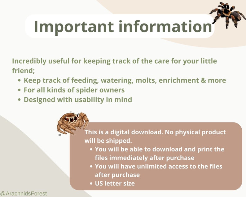 Weekly Spider Tracker - Jumping Spider & Tarantula Versions *three ...