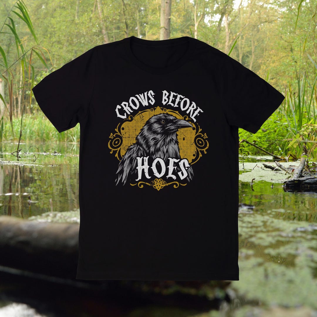 Crows Before Hoes T-shirt, Funny Raven Graphic Tee, Novelty Bird Shirt ...