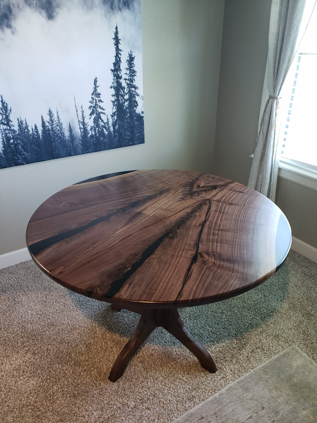 Solid Handcrafted Round Walnut Dining Table - Etsy