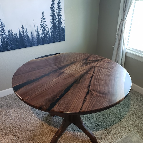 Round Walnut Dining Table - Etsy