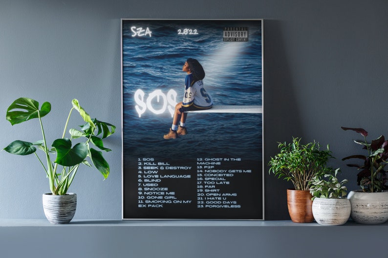 SZA SOS Album Cover Poster Digital Print, Music Wall Art, Tracklist ...