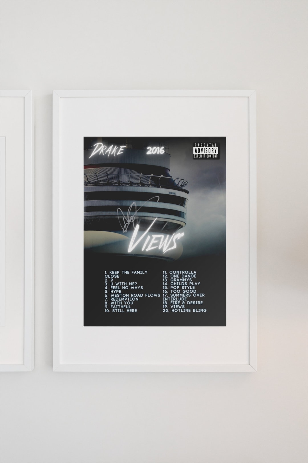 Drake Views Album Cover Poster Digital Print, Music Wall Art, Tracklist ...