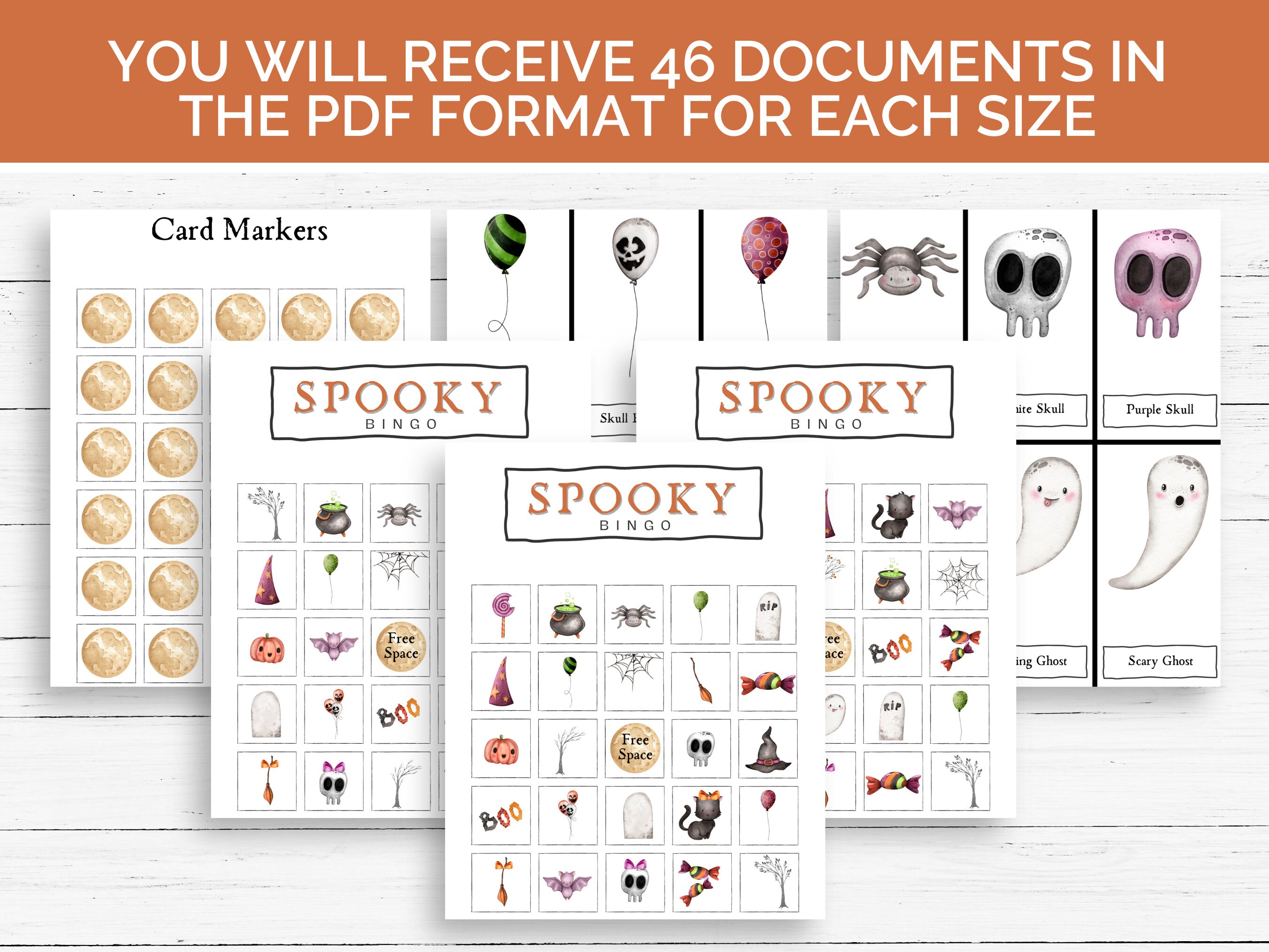 36 Unique Cards | Kids Halloween Bingo Game | Spooky Bingo | Halloween ...