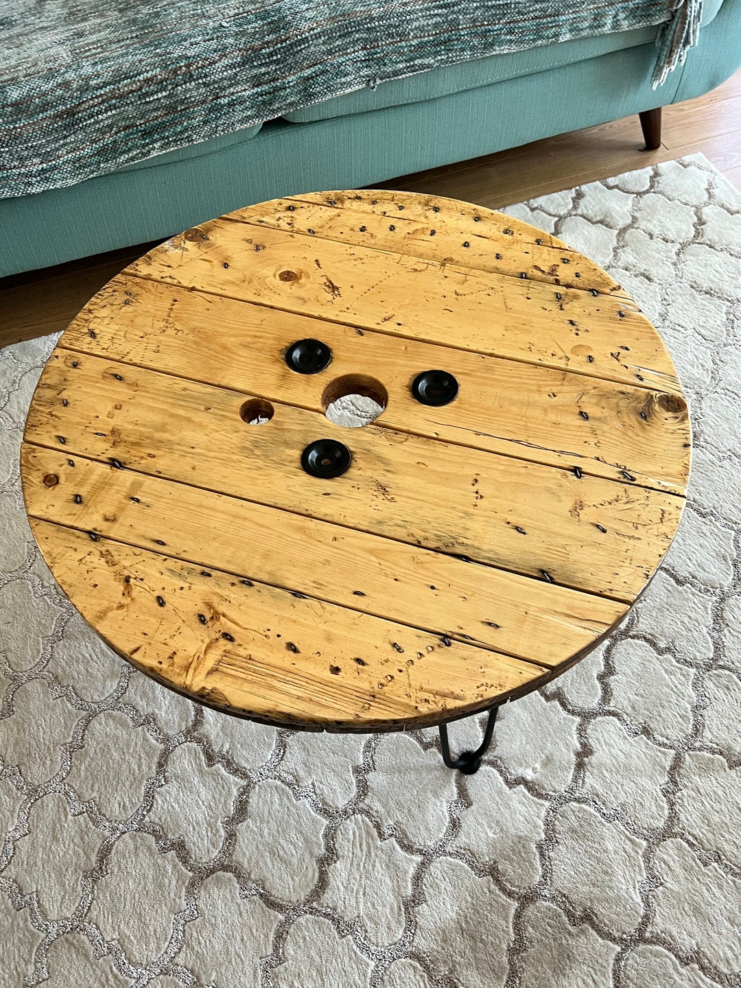 Rustic Wire Spool Table With Black Wire Legs - Etsy