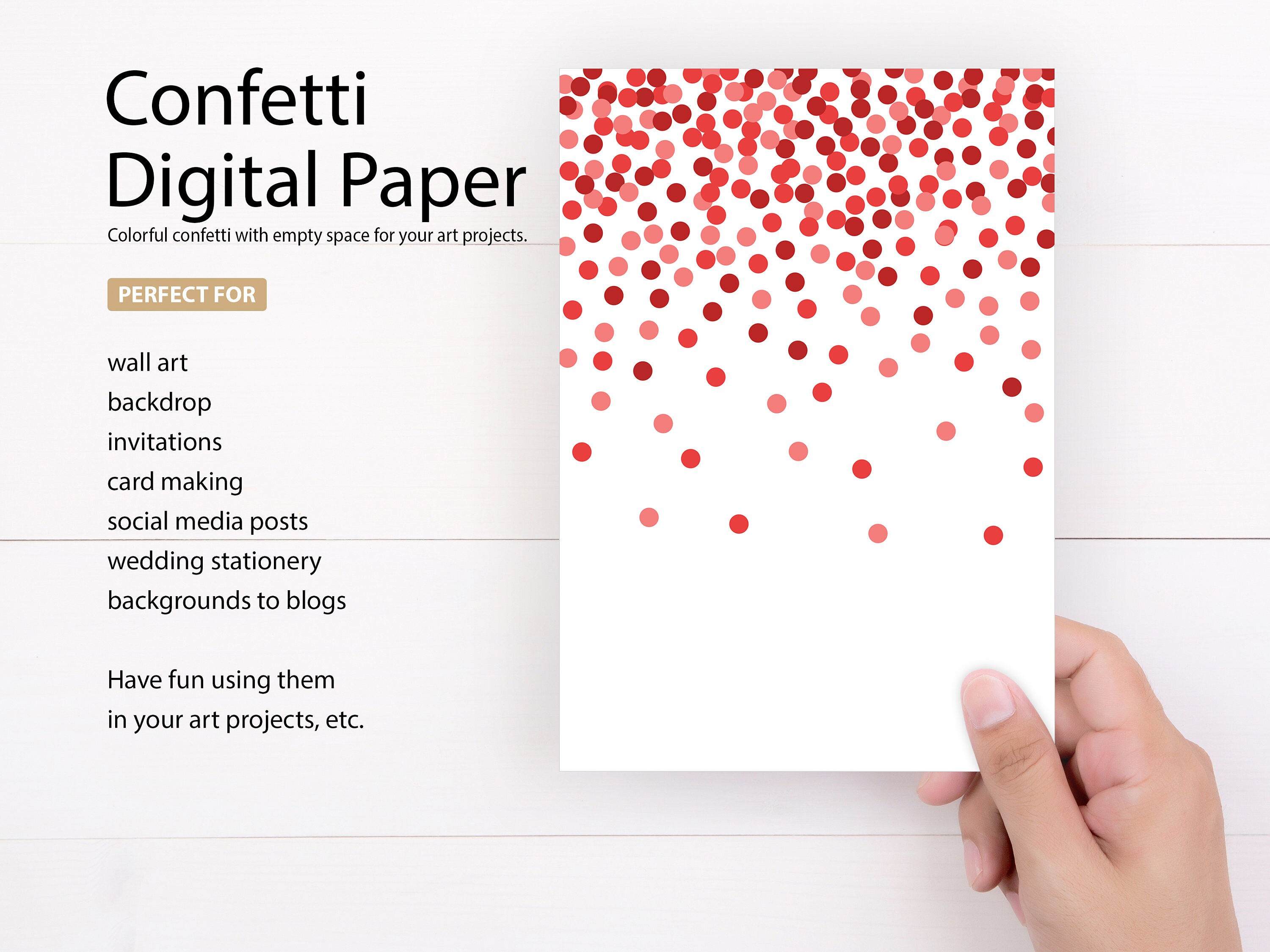 Confetti Digital Paper Clipart, PNG & JPG Colorful Rainbow Patterns ...