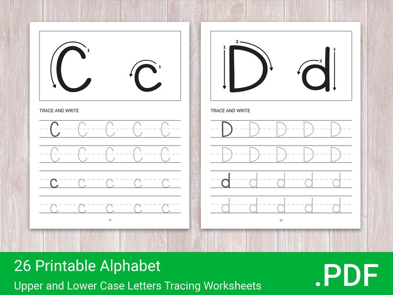 26 Printable Alphabet Upper and Lower Case | Letters Tracing Worksheets ...