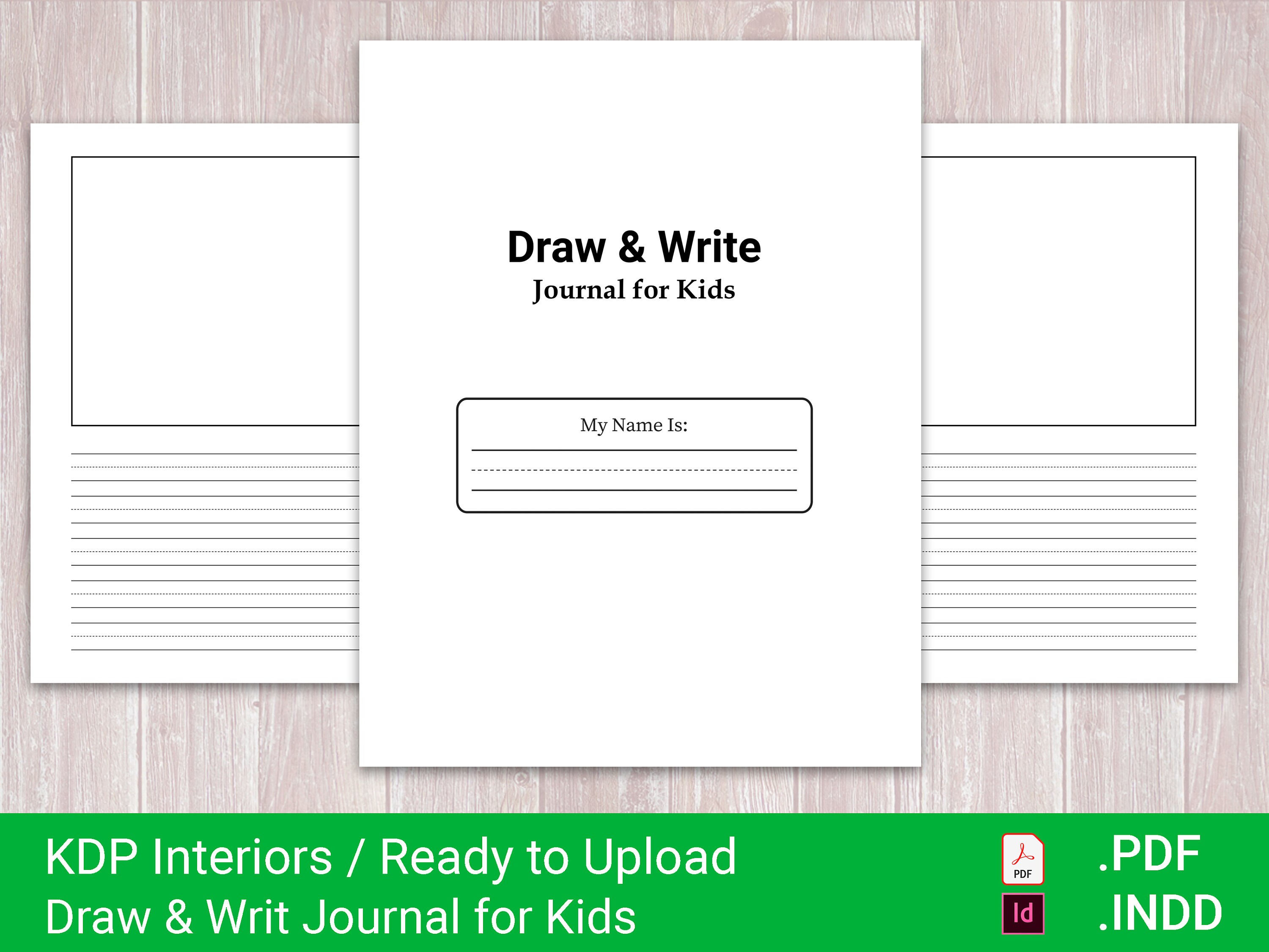 KDP Interiors Templates Draw & Write Journal for Kids 8.5x11 Inches ...