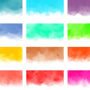Watercolor Border Clipart, Rainbow Background PNG & JPG, Digital Frames ...