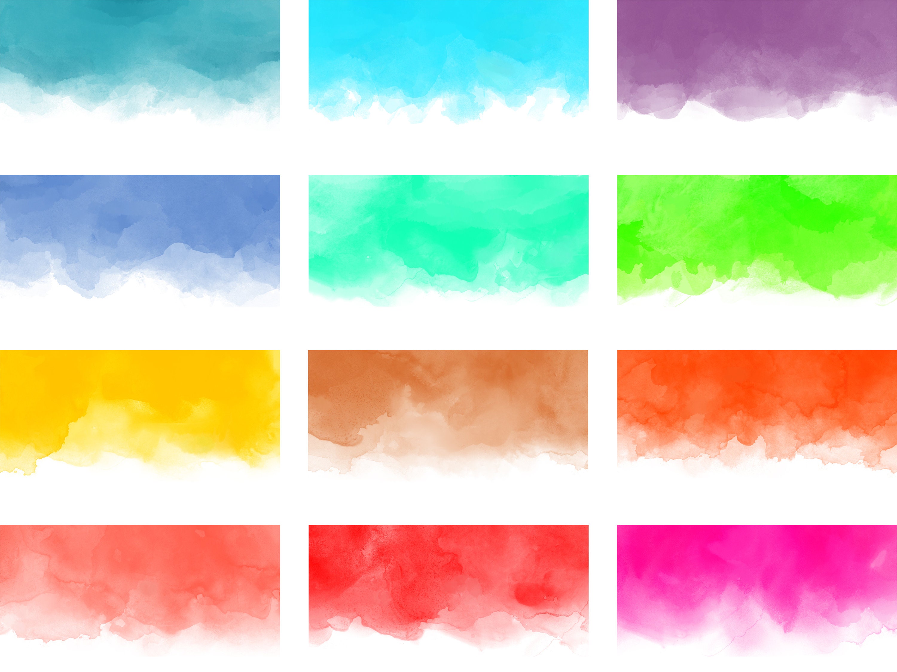 Watercolor Border Clipart, Rainbow Background PNG & JPG, Digital Frames ...