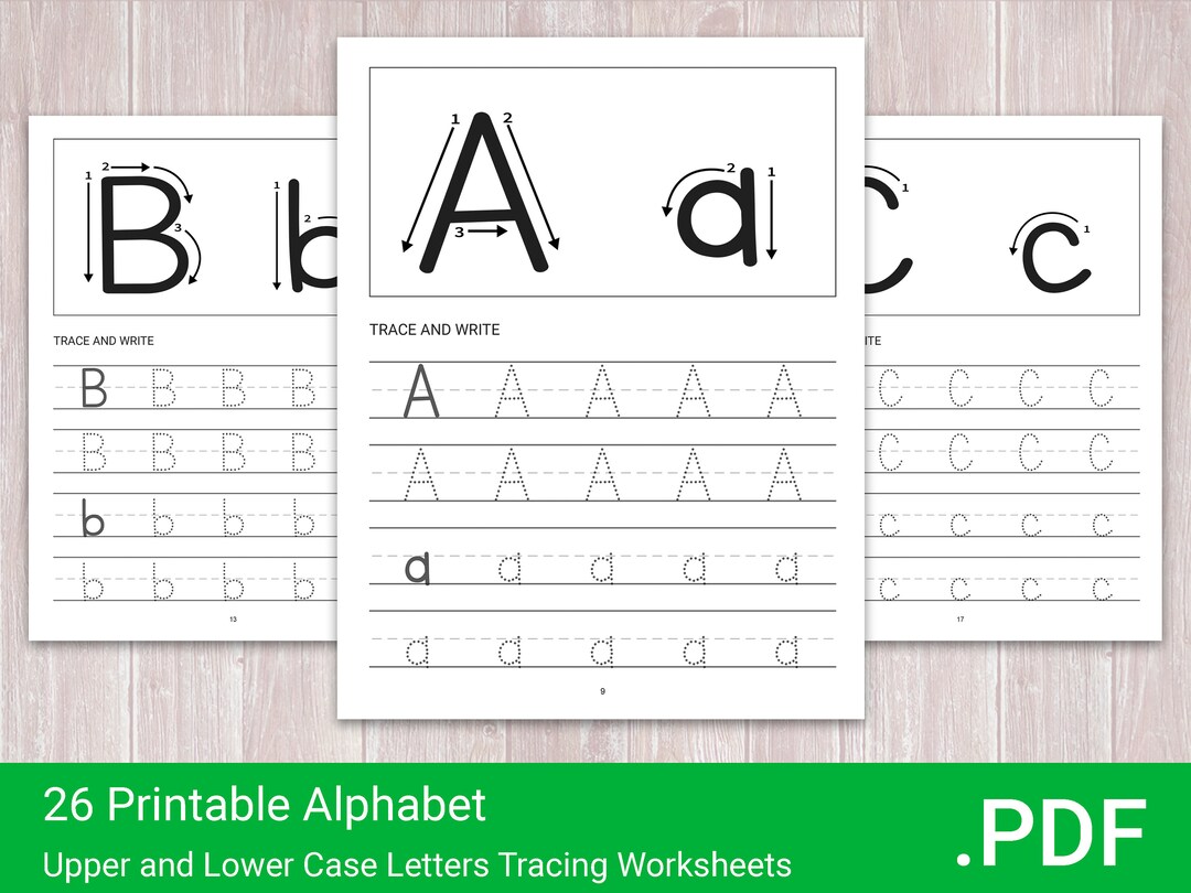 26 Printable Alphabet Upper and Lower Case | Letters Tracing Worksheets ...