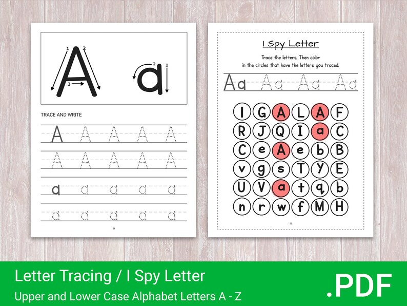 Letter Tracing I Spy Letter Upper and Lower Case Alphabet - Etsy