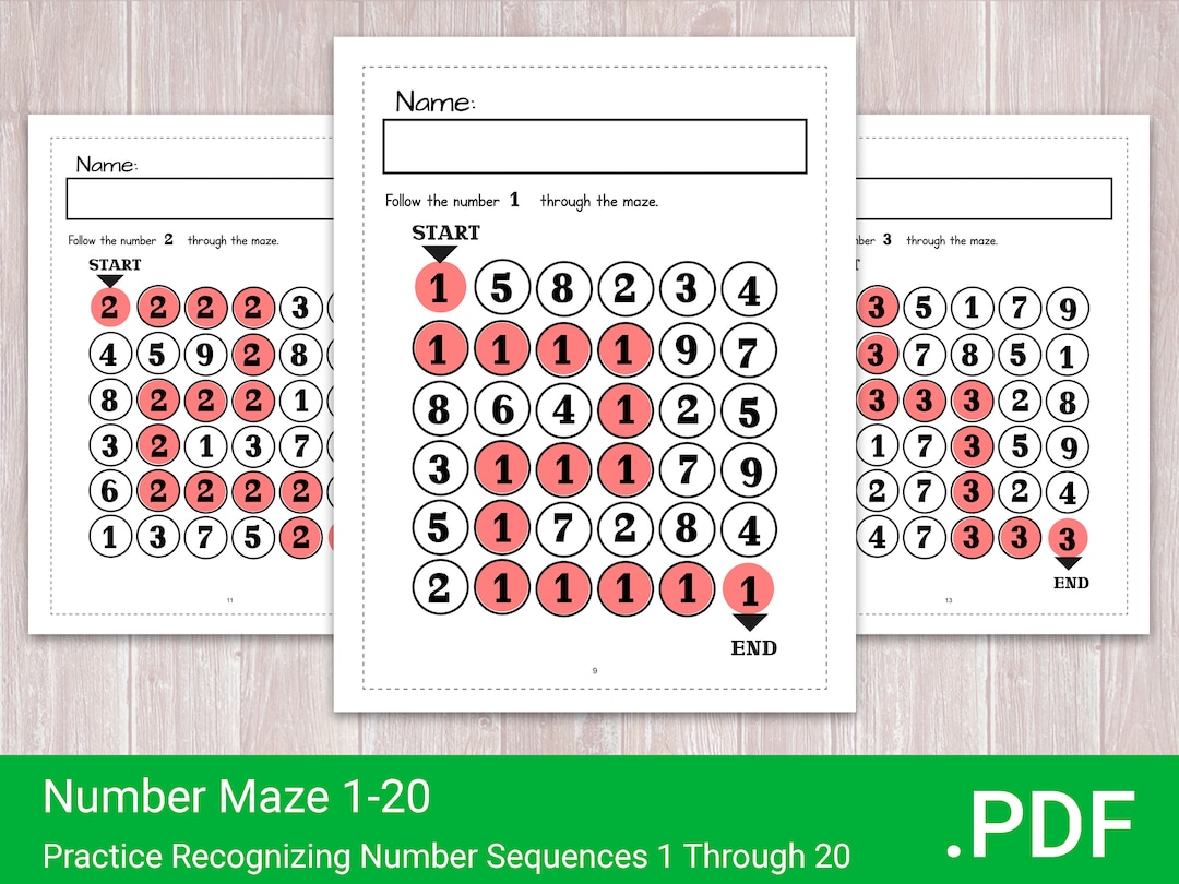 Number Maze 1-20 | Practice Recognizing Number Sequences 1 Through 20 ...