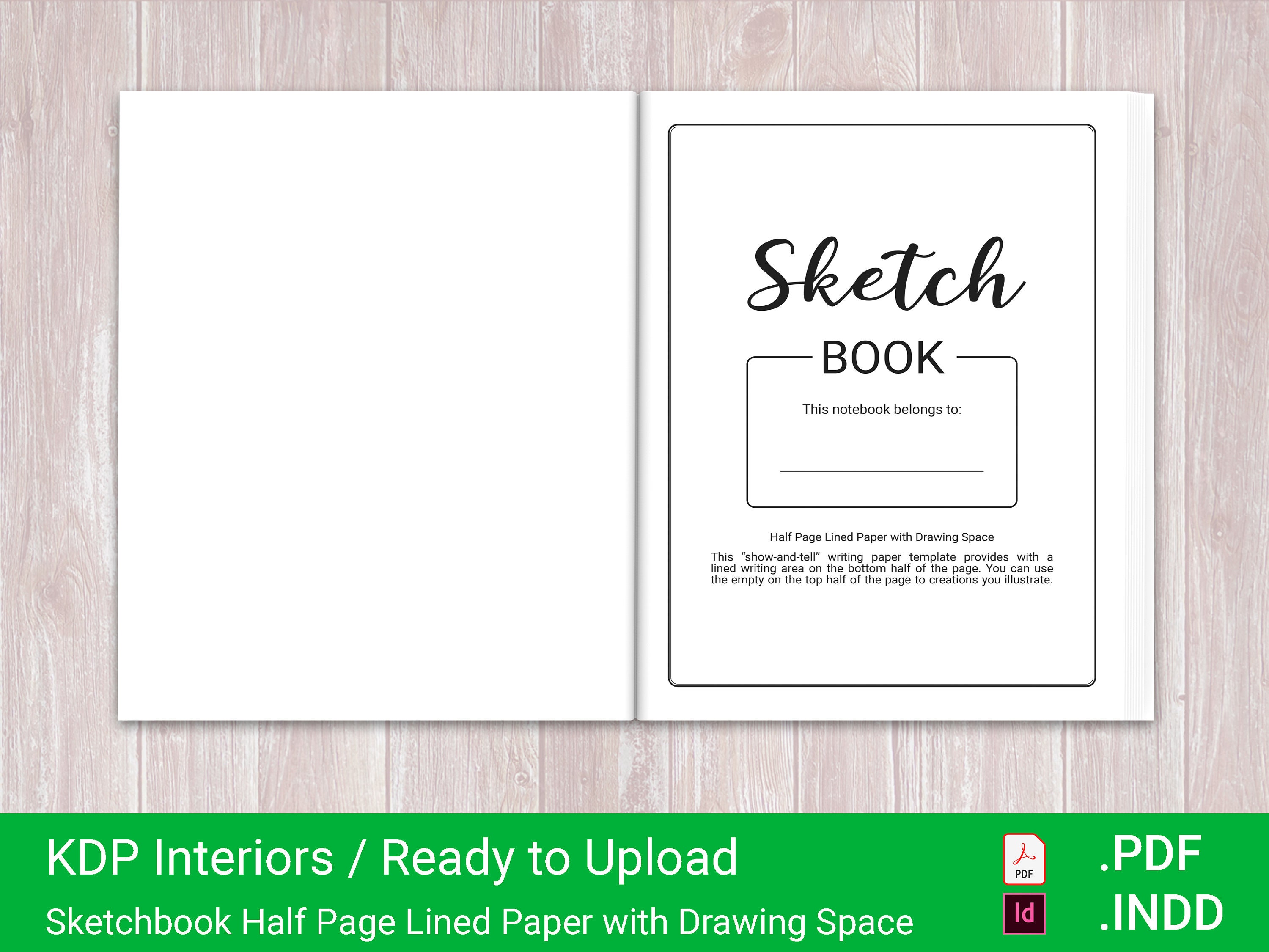 KDP Interiors Templates Sketch Book 8.5x11 Inches, 112 Pages, No Bleed ...