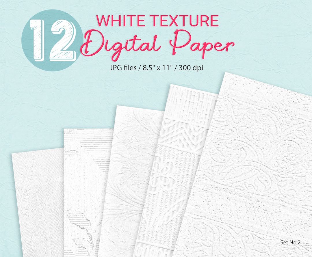 White Texture Digital Paper | Rustic Tileable Paper Backgrounds | High ...