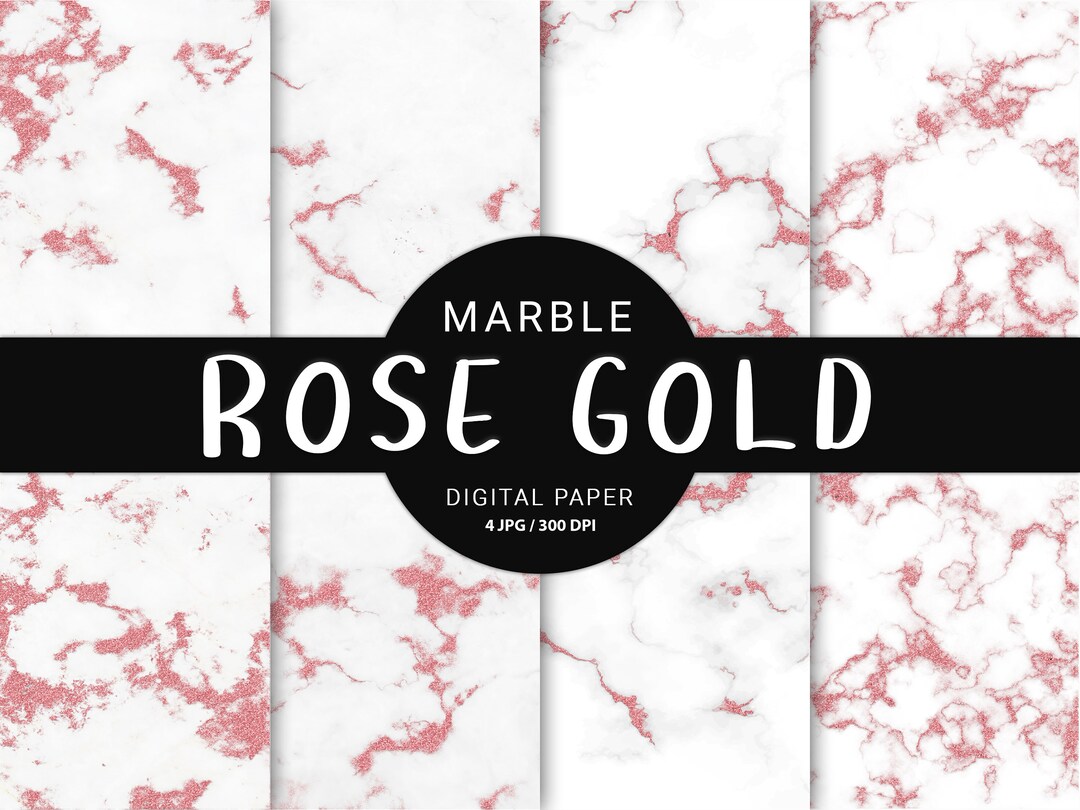 Rose Gold Marble Digital Paper, Black & White JPG, and PNG Overlays ...