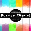 Watercolor Border Clipart, Rainbow Background PNG & JPG, Digital Frames ...