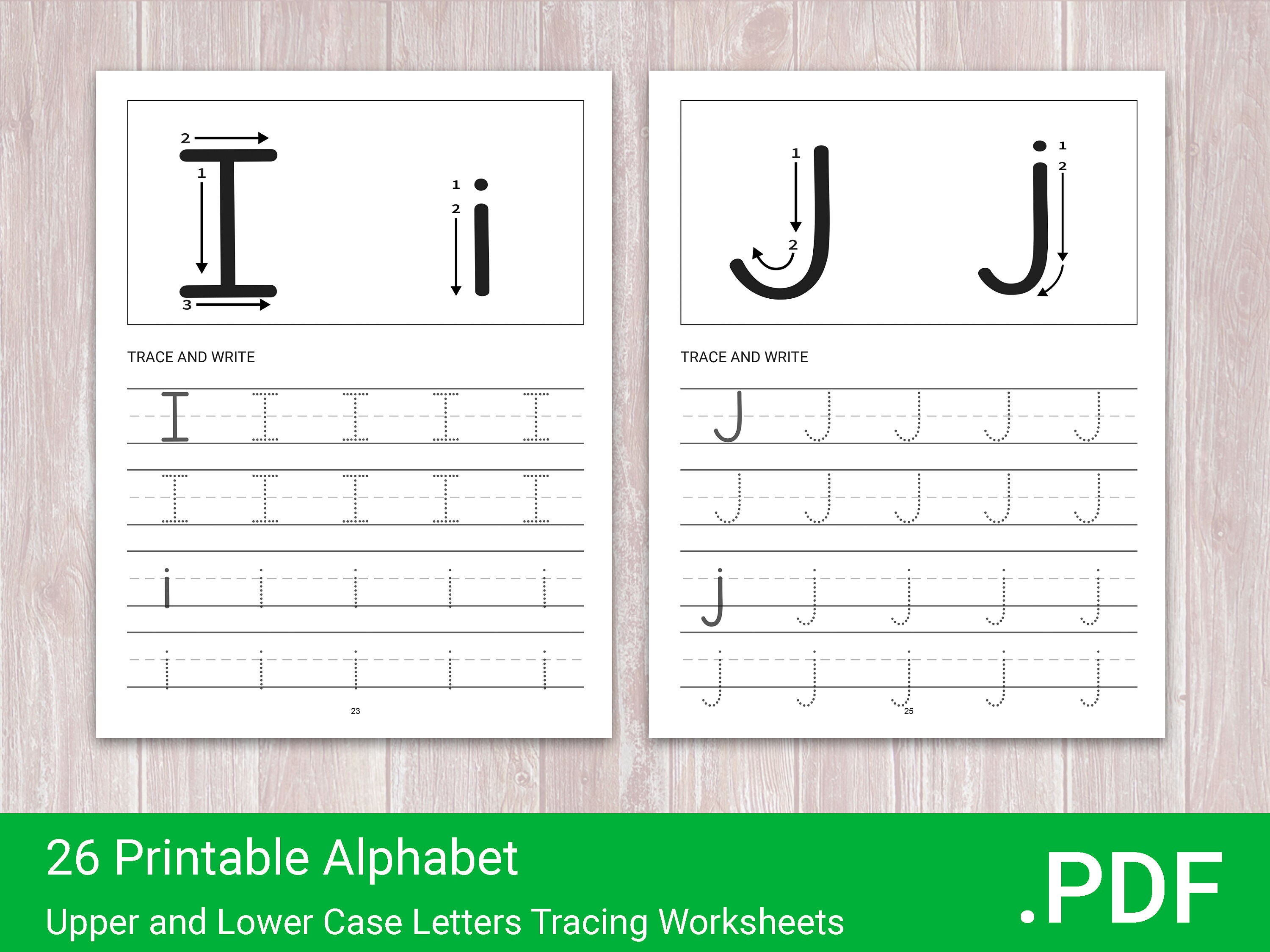 26 Printable Alphabet Upper and Lower Case | Letters Tracing Worksheets ...