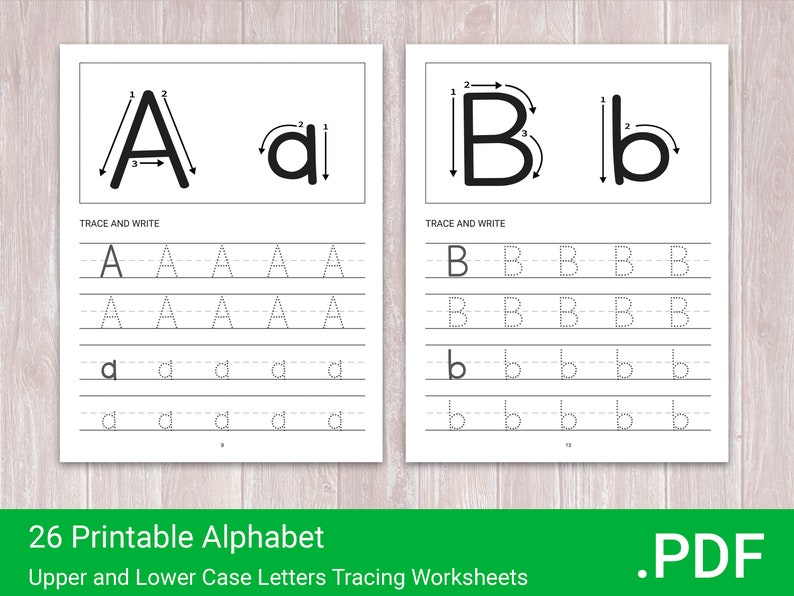 26 Printable Alphabet Upper and Lower Case | Letters Tracing Worksheets ...