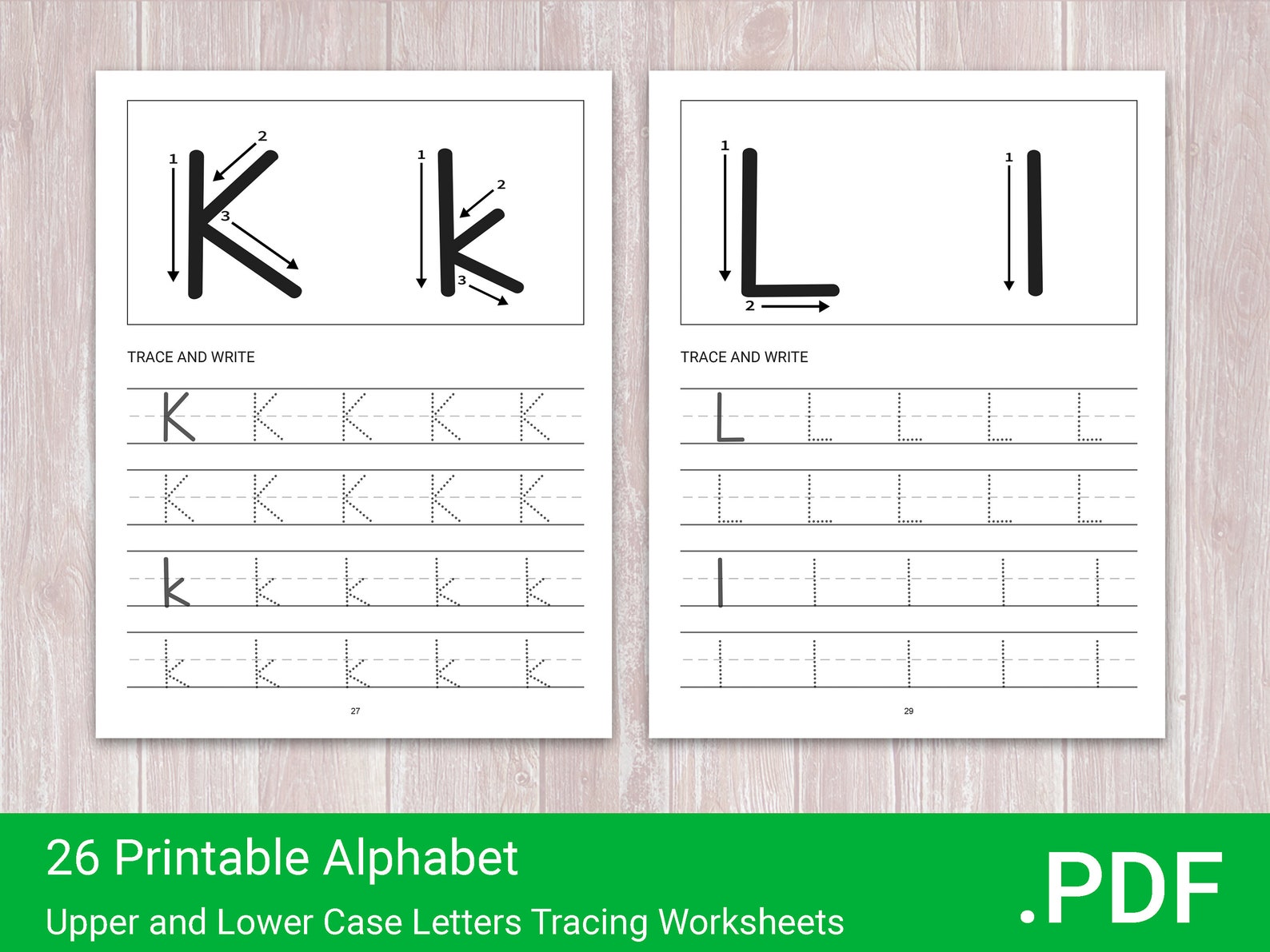 26 Printable Alphabet Upper and Lower Case | Letters Tracing Worksheets ...