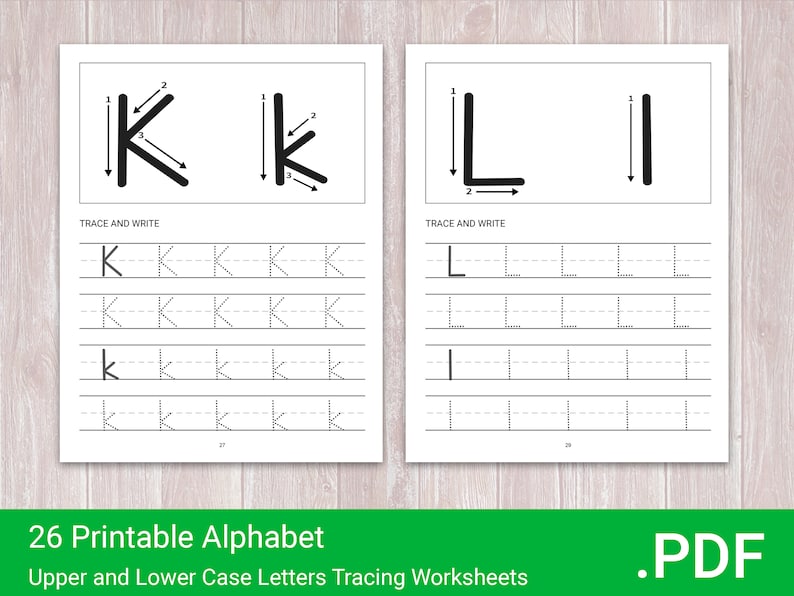 26 Printable Alphabet Upper and Lower Case | Letters Tracing Worksheets ...