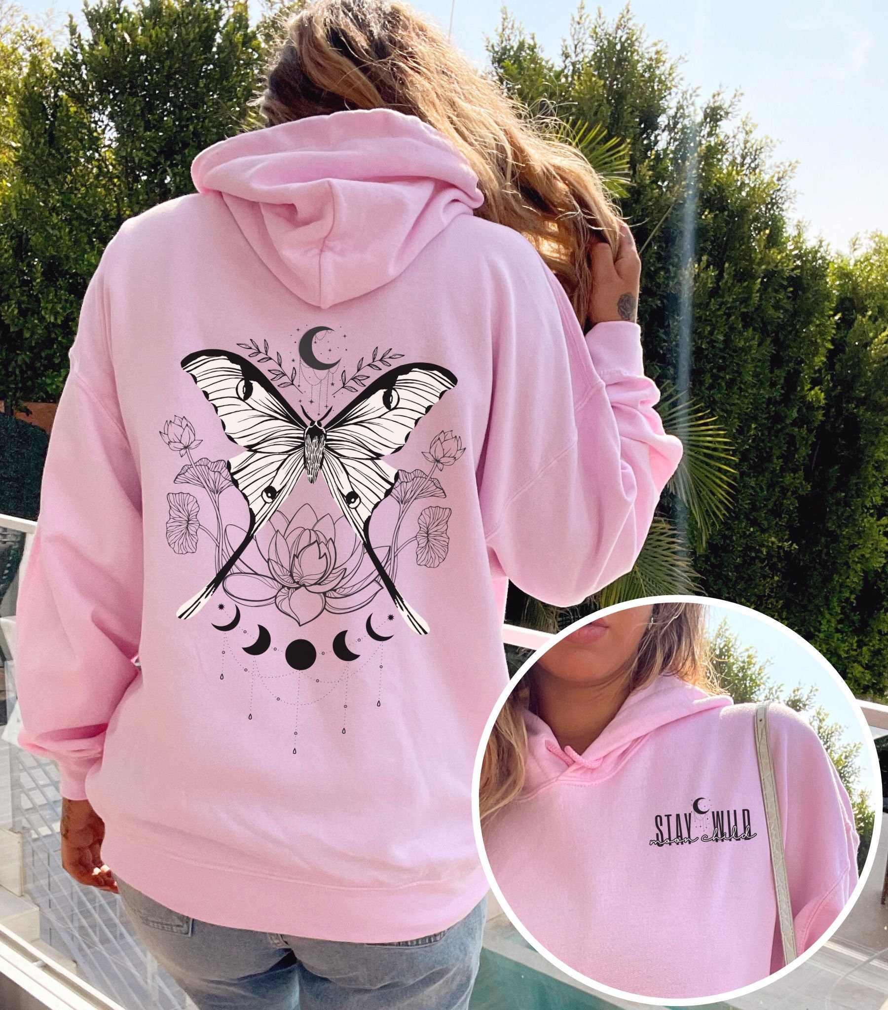 Luna Moth Wings Hoodie Stay Wild Child Shirt Luna Moth Hoodie Moth ...