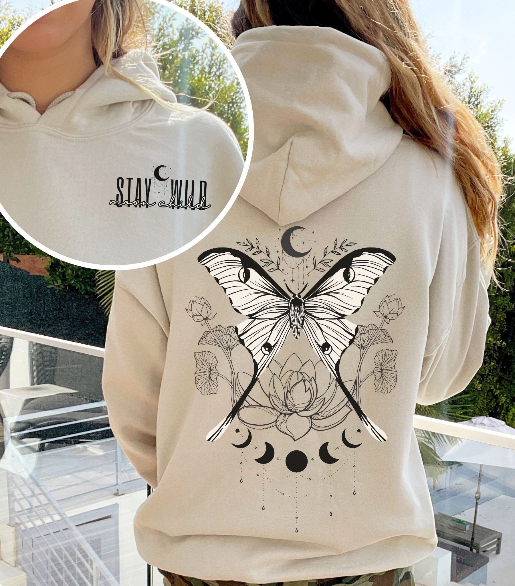 Luna Moth Wings Hoodie Stay Wild Child Shirt Luna Moth Hoodie Moth ...