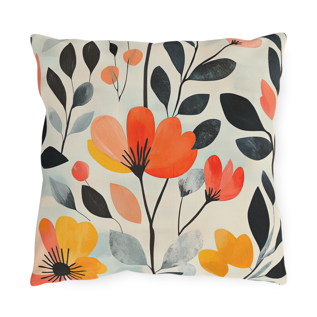 Vibrant Floral Outdoor Pillow, Cozy Patio Decor, Garden Accent Cushion ...