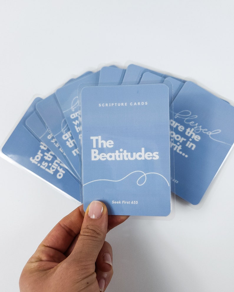 The Beatitudes, Illustrative Style, Bible Verse Cards, Scripture Card ...