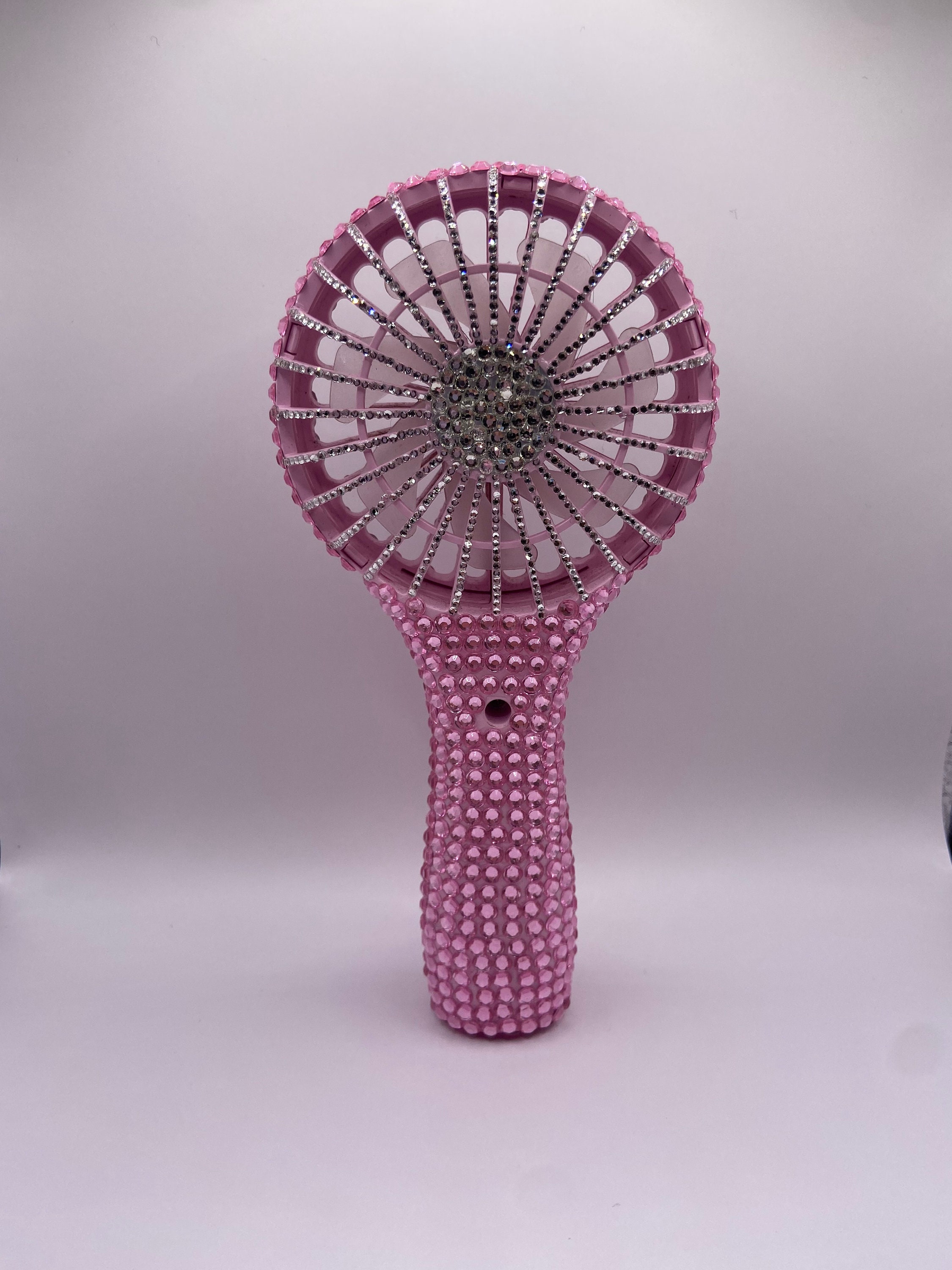 A Pink Rechargeable Portable Bedazzled Fan - Etsy