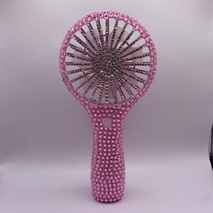 A Pink Rechargeable Portable Bedazzled Fan - Etsy