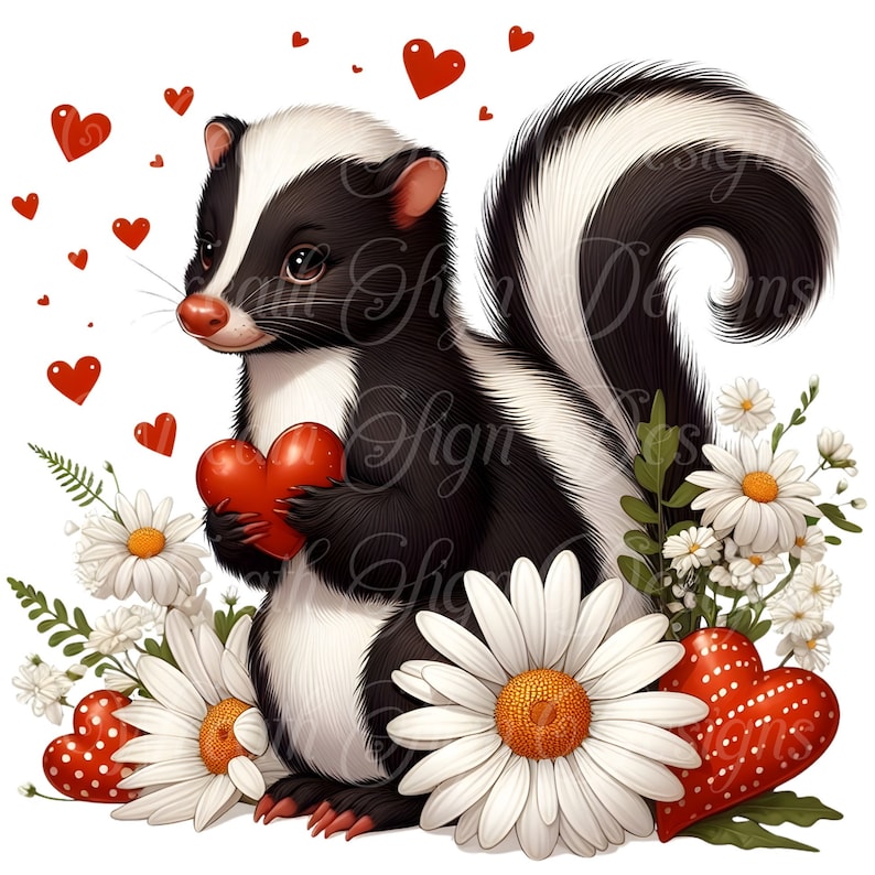 Cute Valentine's Day Skunk, Clipart, Transparent Background, Skunk Png ...