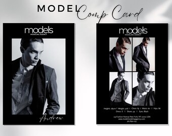 COMP CARD Template, Modeling Photocard, Zed Card for Models, Z Card ...